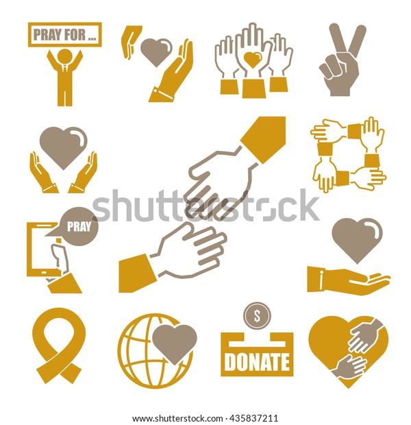 Charity Kindness Donate Icon Set Stock Vector (Royalty Free) 435837211 ...