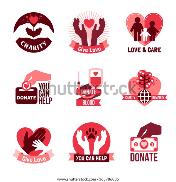 Charity Pink Logo Emblems Set Humanity Stock Vector (Royalty Free ...