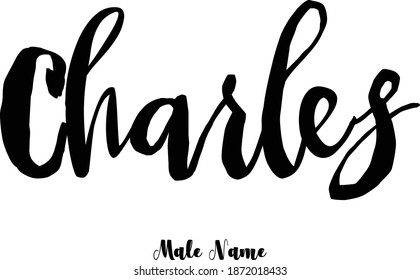 Charlesmale Name Bold Cursive Calligraphy Typeface Stock Vector ...