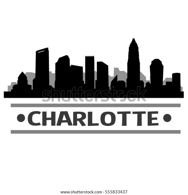 Charlotte Skyline Silhouette Cityscape Vector Famous Stock Vector ...