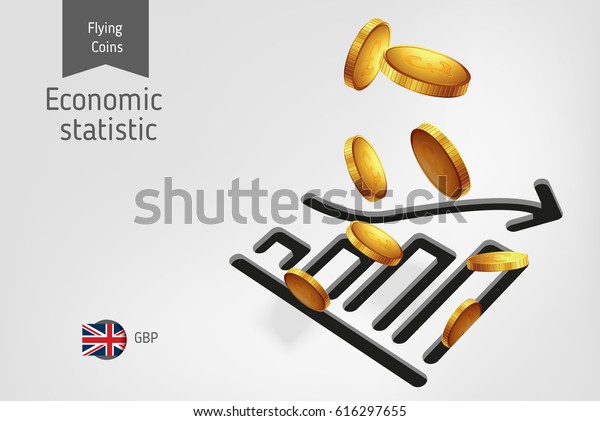 Chart Icon Flying Pound Sterling Coins Stock Vector (Royalty Free ...