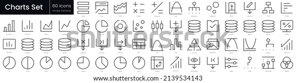 Charts Outline Icon Set Editable Stroke Stock Vector (Royalty Free ...