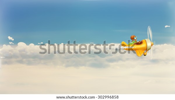 Chasing Your Dream Funny Cartoon Aviator Stock Vector (Royalty Free ...