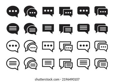 Chat Black Icon Set Talk Speak Stock Vector (Royalty Free) 2196490107 ...