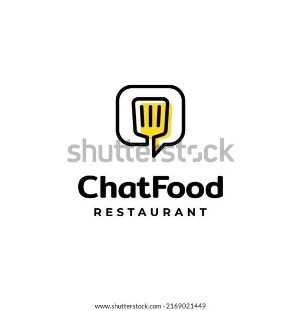 Chat Food Logo Design Combination Spatula Stock Vector (Royalty Free ...