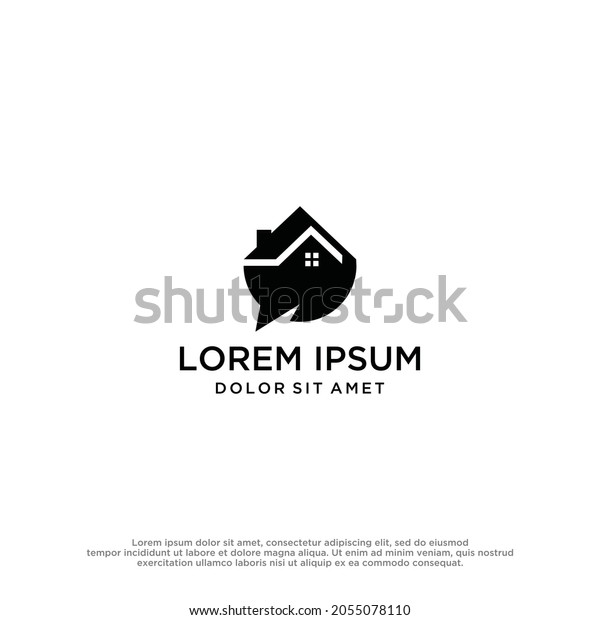 Chat House Logo Design Template Stock Vector (Royalty Free) 2055078110 ...