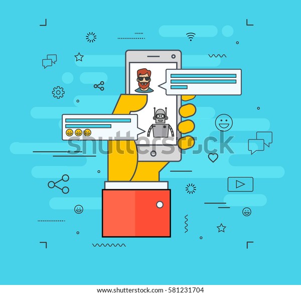 Chatbot Concept Man Chatting Chat Bot Stock Vector (Royalty Free ... Chatbot Concept Man Chatting Chat Bot Stock Vector (Royalty Free ...