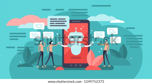 Chatbot Vector Illustration Mini Persons Talk Stock Vector (Royalty ...