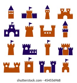 Chateau Icon Set Stock Vector (Royalty Free) 435837217