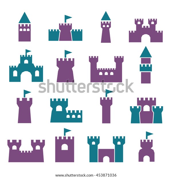 Chateau Icon Set Stock Vector (Royalty Free) 453871036