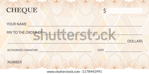 Check Cheque Chequebook Template Guilloche Pattern Stock Vector ...