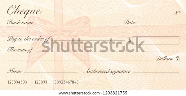 Check Cheque Chequebook Template Guilloche Pattern Stok Vektör ...
