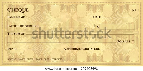 Check, Cheque (Chequebook template). Guilloche pattern with abstract ...