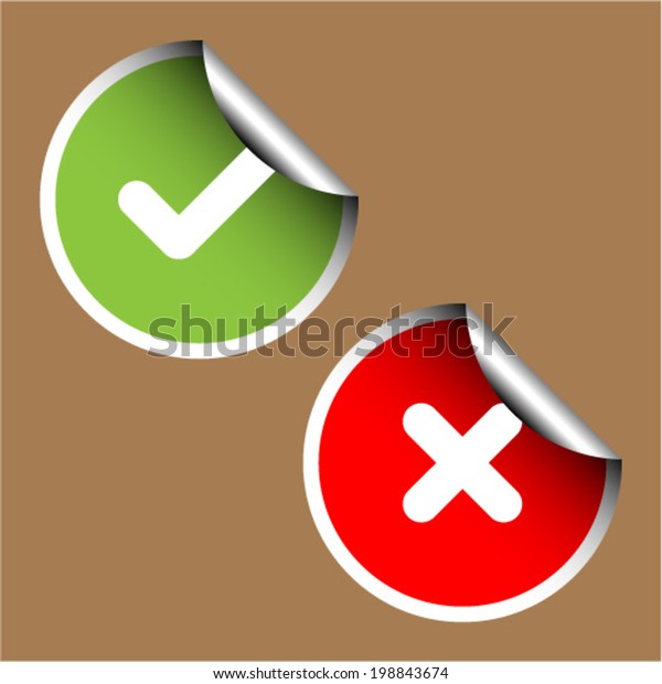Check Cross Mark Stickers Set Vector Stock Vector (Royalty Free ...