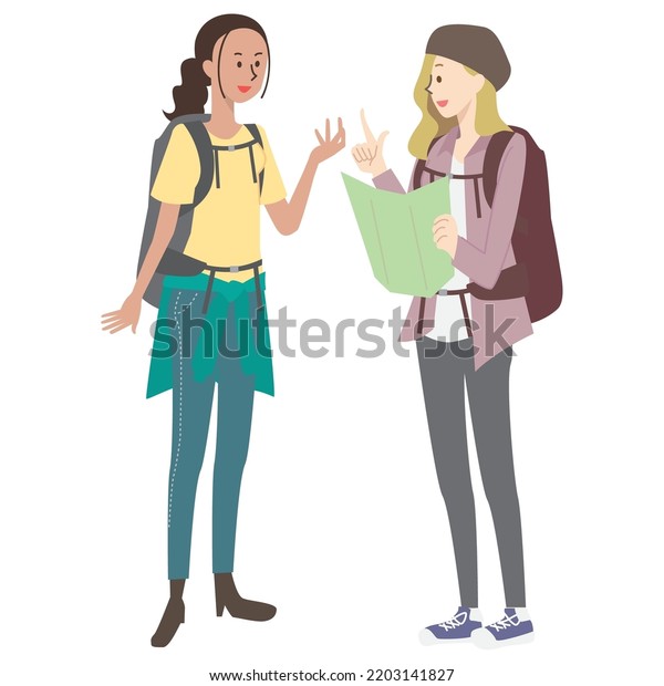 Check Directions On Map Illustration Female Stock Vector (Royalty Free ...