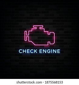 Check Engine Neon Signs Vector Design Stock Vector (Royalty Free ...