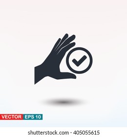 Check Hand Icon Vector Stock Vector (Royalty Free) 377222188