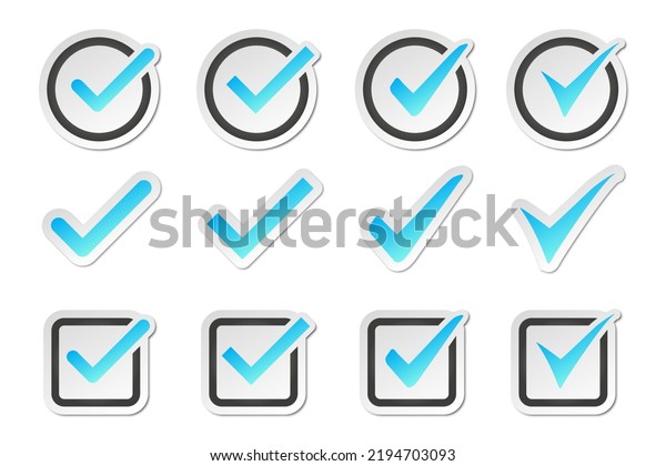 Check Icons Collection Shadow Set Tick Stock Vector (Royalty Free ...