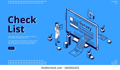 Vektor Stok Check List Isometric Landing Page Business (Tanpa Royalti ...
