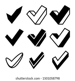 Check List Tick Symbols Set Stock Vector (Royalty Free) 1494212327
