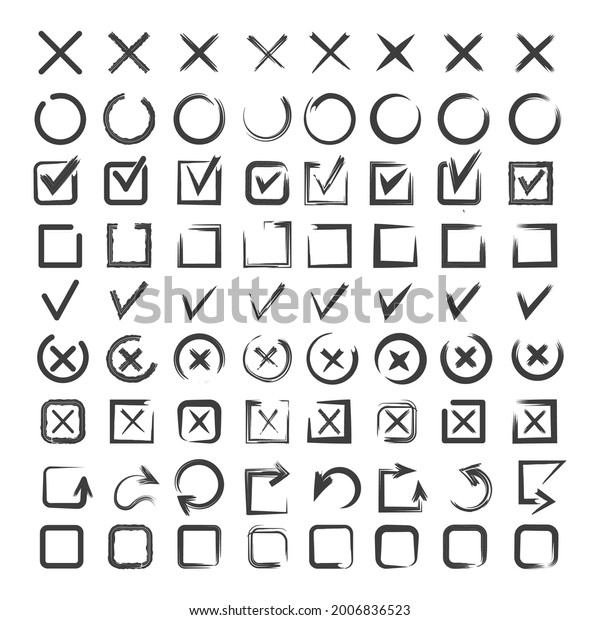 Check List Marks Chalk Brushes Drawing Stock Vector (Royalty Free ...