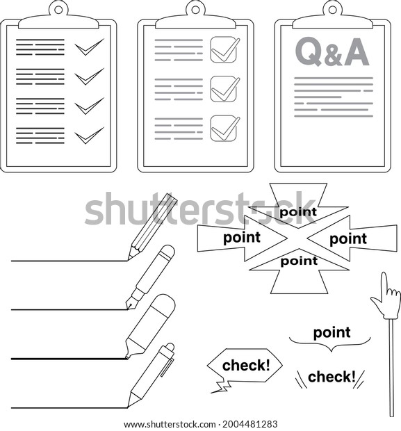 Check List Questionnaire Set Illustration Line Stock Vector (Royalty ...