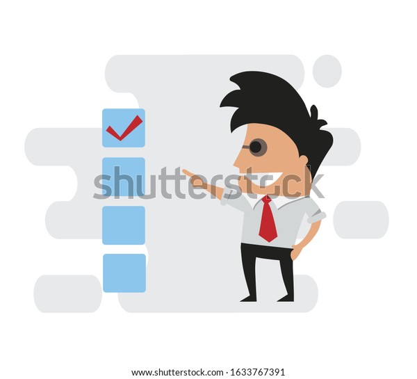 Vektor Stok Check List Tick Mark Businessman Vector (Tanpa Royalti ...