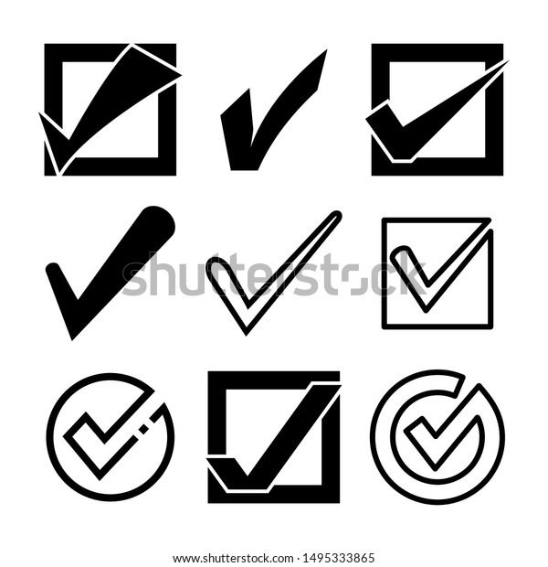Check List Tick Symbols Set Stock Vector (Royalty Free) 1495333865