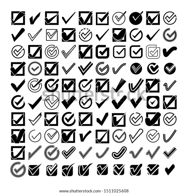 Check List Tick Symbols Set: vetor stock (livre de direitos) 1511025608 ...