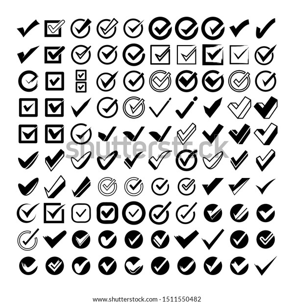 Check List Tick Symbols Set Stock Vector (Royalty Free) 1511550482 ...