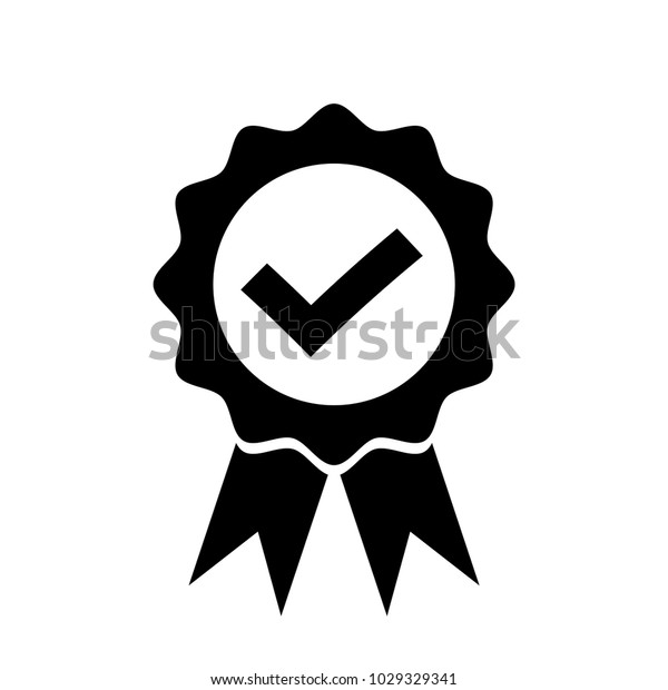 Check Mark Badge Ribbons Icon Flat Stock Vector (Royalty Free ...