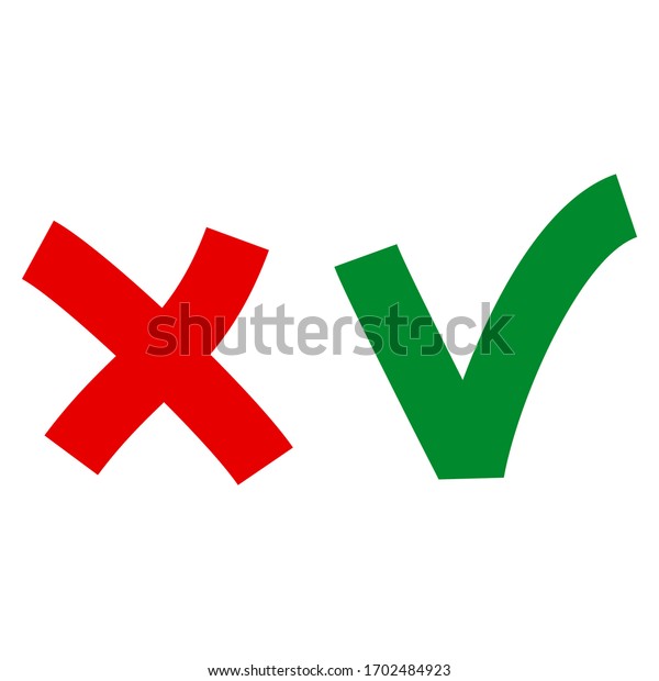 check mark and cross mark. checkmark icon and cross icon. flat icon ...
