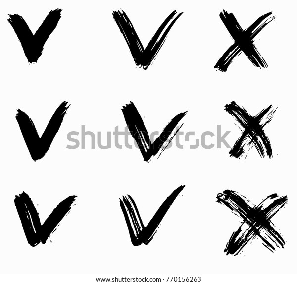 Check Mark Cross Signs Dry Brush Stock Vector (Royalty Free) 770156263 ...