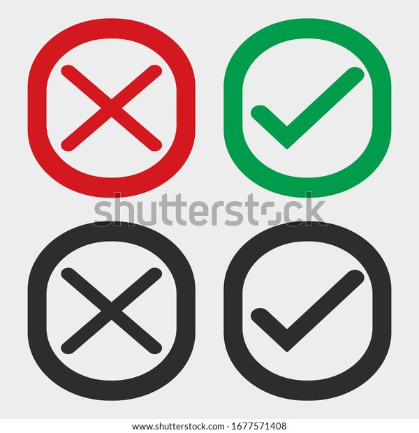 Check Mark Green Red Black Line Stock Vector (Royalty Free) 1677571408 ...