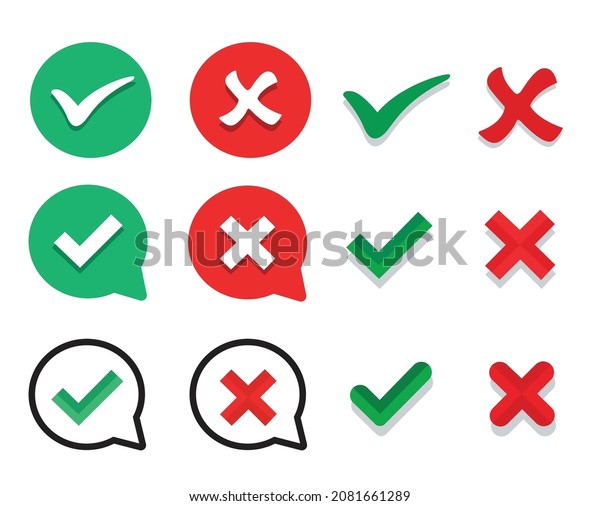 Check Mark Green Check Mark Red Stock Vector (Royalty Free) 2081661289 ...