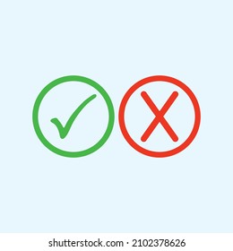 Check Mark Green Red Line Icons Stock Vector (Royalty Free) 2102378626 ...