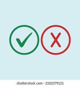 Check Mark Green Red Line Icons Stock Vector (Royalty Free) 2102379121 ...