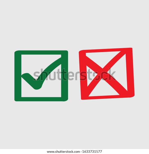 Check Mark Green Red Line Icons Stock Vector (Royalty Free) 1633731577 ...