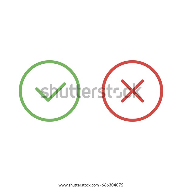 Check Mark Green Red Line Icons Stock Vector (Royalty Free) 666304075