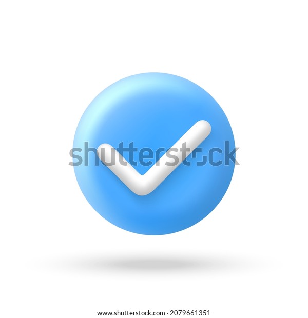 Vektor Stok Check Mark Icon 3d Cartoon Style (Tanpa Royalti) 2079661351 ...