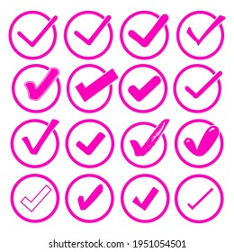 Check Mark Icon Collection Pink Marks Stock Vector (Royalty Free ...