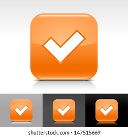 Check Mark Icon Orange Color Glossy Stock Vector (Royalty Free ...