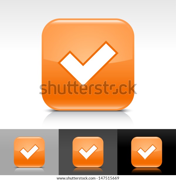 Check Mark Icon Orange Color Glossy Stock Vector (Royalty Free ...