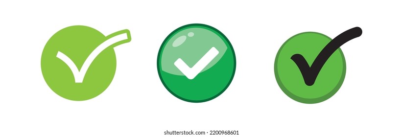 Check Mark Icons Green Tick Approval Stock Vector (Royalty Free ...