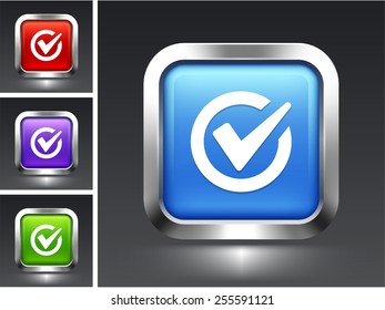 Check Mark On Blue Square Button Stock Vector (Royalty Free) 255591121 ...