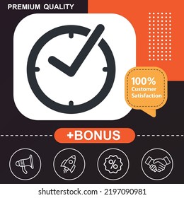 Check Mark On Clock Icon Orange Stock Vector (Royalty Free) 2197090981 ...