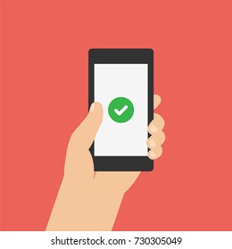Check Mark On Mobile Phone Screen Stock Vector (Royalty Free) 691315369