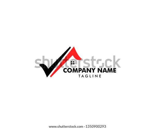 Check Mark Real Estate Logo Template Stock Vector (Royalty Free) 1350900293