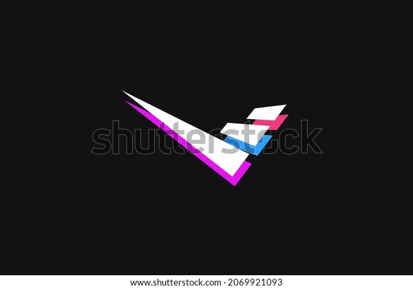 Check Mark Retro Step Logo Design: stockvector (rechtenvrij) 2069921093 ...