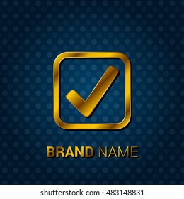 Check Mark Royal Golden Blue Metallic Stock Vector (Royalty Free ...